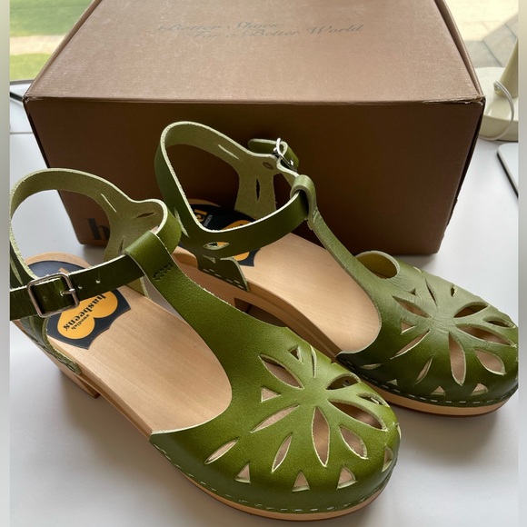 Swedish Hasbeens | Shoes | Swedish Hasbeens Green Lacy Sandal | Poshmark